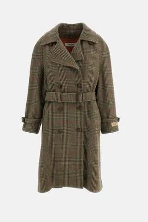 GOLDEN GOOSE Trench Coat Prince Of Whales Shetlaand Wool - Multicolor