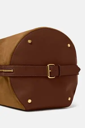 Stella McCartney Appaloosa Soft Bucket Medium Bag Alter Suede &amp; Alter Mat - Multicolor