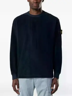 Stone Island 6100030 Jersey Corduroy Comfort-fit Crewneck Sweatshirt With Shoulder Inserts Blue