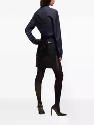 Gucci Side-slit Leather Mini Skirt