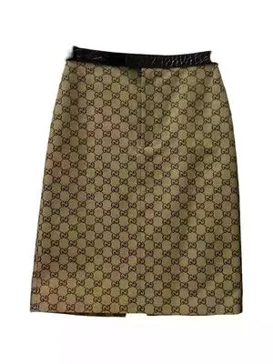 GUCCI Gg Supreme Crocodile-effect Midi Skirt