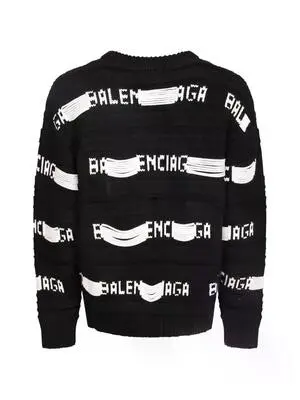 BALENCIAGA Logo-intarsia Distressed-effect Sweater