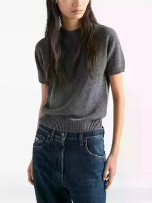 PRADA Short-sleeved Cashmere Sweater - Grey