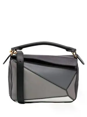 LOEWE 2017 Medium Tricolor Calfskin Puzzle Satchel - Grey