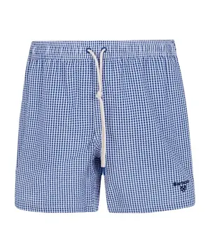 Barbour Gingham-check Seersucker Swim Shorts - Blue