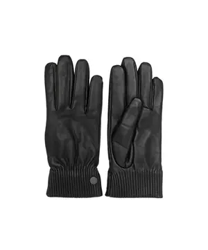 Canada Goose Ribbed Cuff Leather Gloves - Black