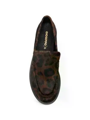 GIOSEPPO Leopard-print Pony-hair Loafers
