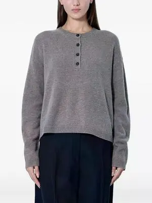 Max Mara Button-placket Knit Sweater - Grey