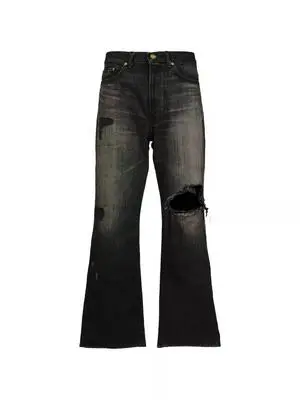KAMIYA Repaired Wide-leg Jeans - Black