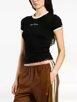 Palm Angels Lace-trim Logo-print T-shirt