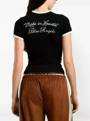 Palm Angels Lace-trim Logo-print T-shirt