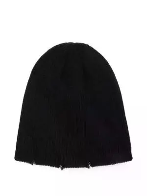 NATASHA ZINKO Distressed Knit Beanie Hat