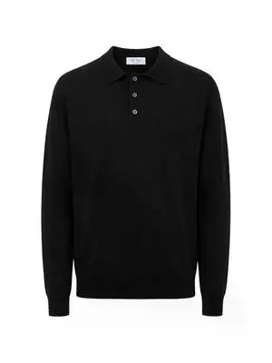 THE PULL Long-sleeve Polo-collar Sweater - Black