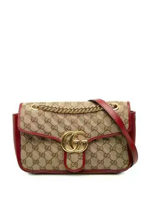 Gucci 2016-2026 Medium Gg Marmont Matelasse Diagonal Gg Canvas And Leather Shoulder Bag