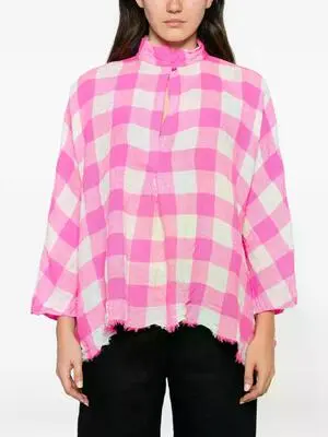 DANIELA GREGIS Check-pattern Frayed Shirt - Pink