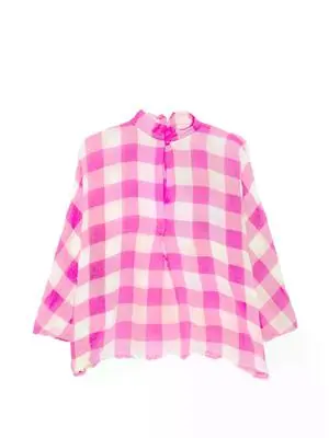 DANIELA GREGIS Check-pattern Frayed Shirt - Pink