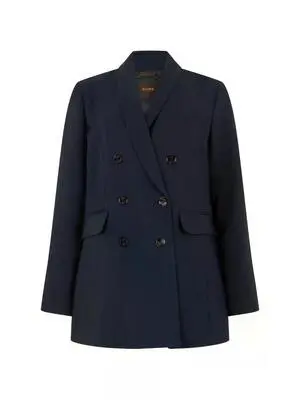 MOORER Double-breasted Shawl-lapel Blazer - Blue