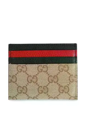 Gucci Gg Supreme Leather-trim Card Holder
