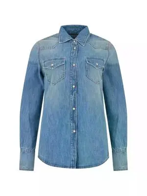 MOORER Western-style Denim Shirt - Blue