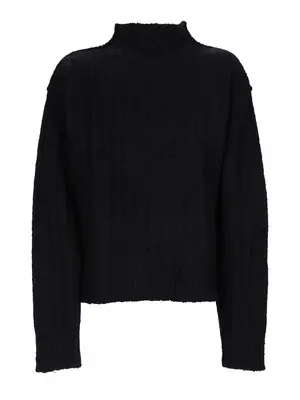 RICK OWENS Maglia "turtle" In Cashmere E Seta - Black