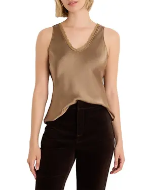 NIC+ZOE Day Gloss Lace Trim Tank - Hazelnut