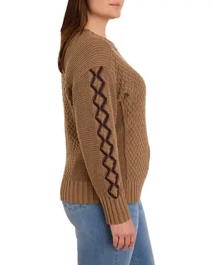 NIC+ZOE Criss Cross Mixed Stitch Sweater