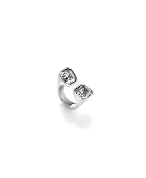 UNODE50 Sterling Plated Ring With White Crystal - Silver