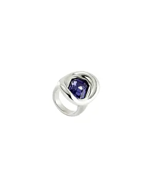 UNODE50 Sterling -plated Ring With Purple Crystal - Silver