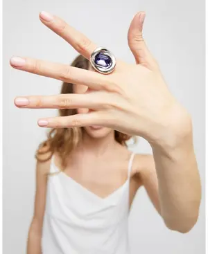 UNODE50 Sterling -plated Ring With Purple Crystal