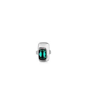 UNODE50 Sterling Plated Ring With Green Crystal