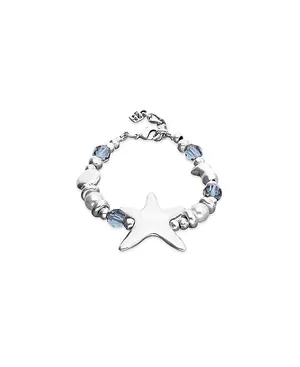 UNODE50 Tone Bracelet With Blue Faceted Crystals And Star - Silver