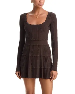 LoveShackFancy Lunelle Knit Mini Dress - Campfire Cocoa