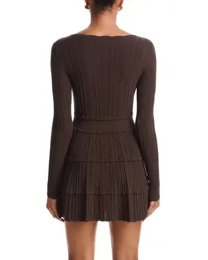 LoveShackFancy Lunelle Knit Mini Dress - Campfire Cocoa