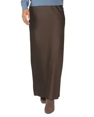 POINT Satin A Line Slip Skirt - Chocolate