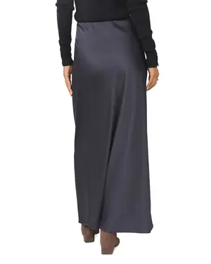 POINT Satin A Line Slip Skirt - Navy