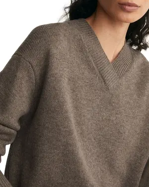 REISS Mari Wool & Cashmere V Neck Sweater - Dark Neutral