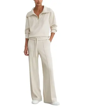 REISS Layla Funnel Neck Half Zip Sweatshirt - Ivory