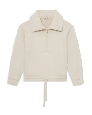REISS Layla Funnel Neck Half Zip Sweatshirt - Ivory