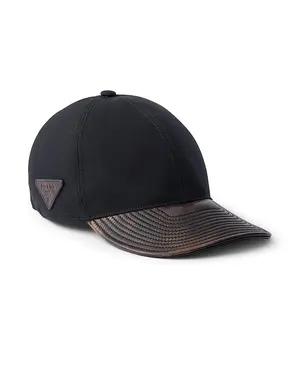 Prada Technical Cotton And Leather Baseball Cap - Black