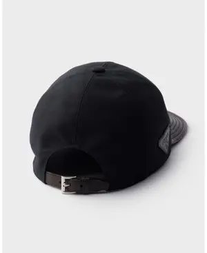 Prada Technical Cotton And Leather Baseball Cap