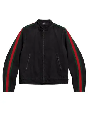 Gucci Web Detail Denim Jacket - Black