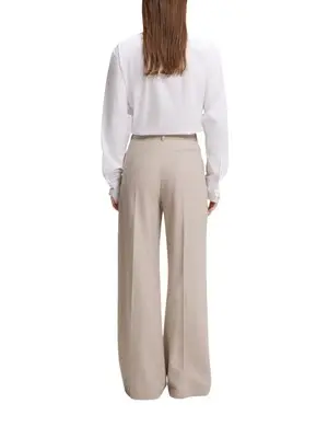 BOSS Wide-leg Trousers In Melange Flannel With Front Pleats
