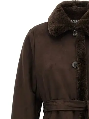 Ralph Lauren Faux-shearling Trimmed Belted Coat