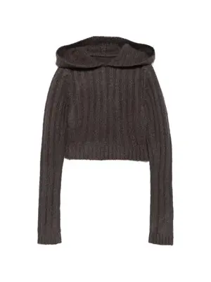 Rick Owens Cashmere Cropped Hoodie - Grey
