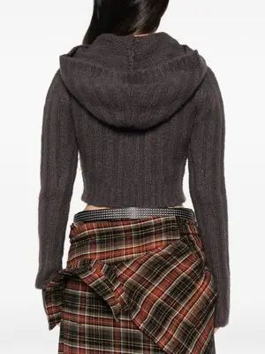 Rick Owens Cashmere Cropped Hoodie - Grey