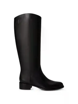 Ralph Lauren Logo-embossed Leather Boots - Black