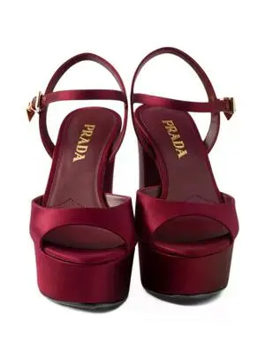 Prada Satin Platform Sandals - Red