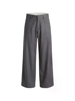 MOOD Wide-leg Pressed-crease Trousers - Grey