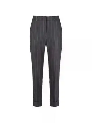 Peserico Pinstripe-pattern Turn-up Trousers