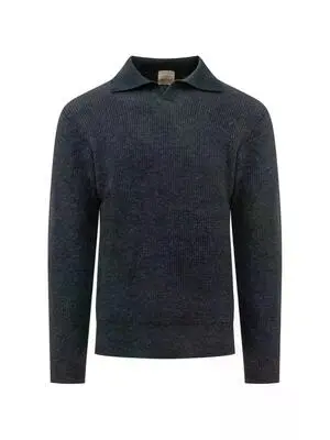 RAKKI Ribbed-knit Long-sleeve Polo Shirt